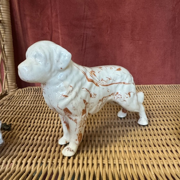 Art | Handmade Ceramic Dog Figurine In White And Brown | Poshmark